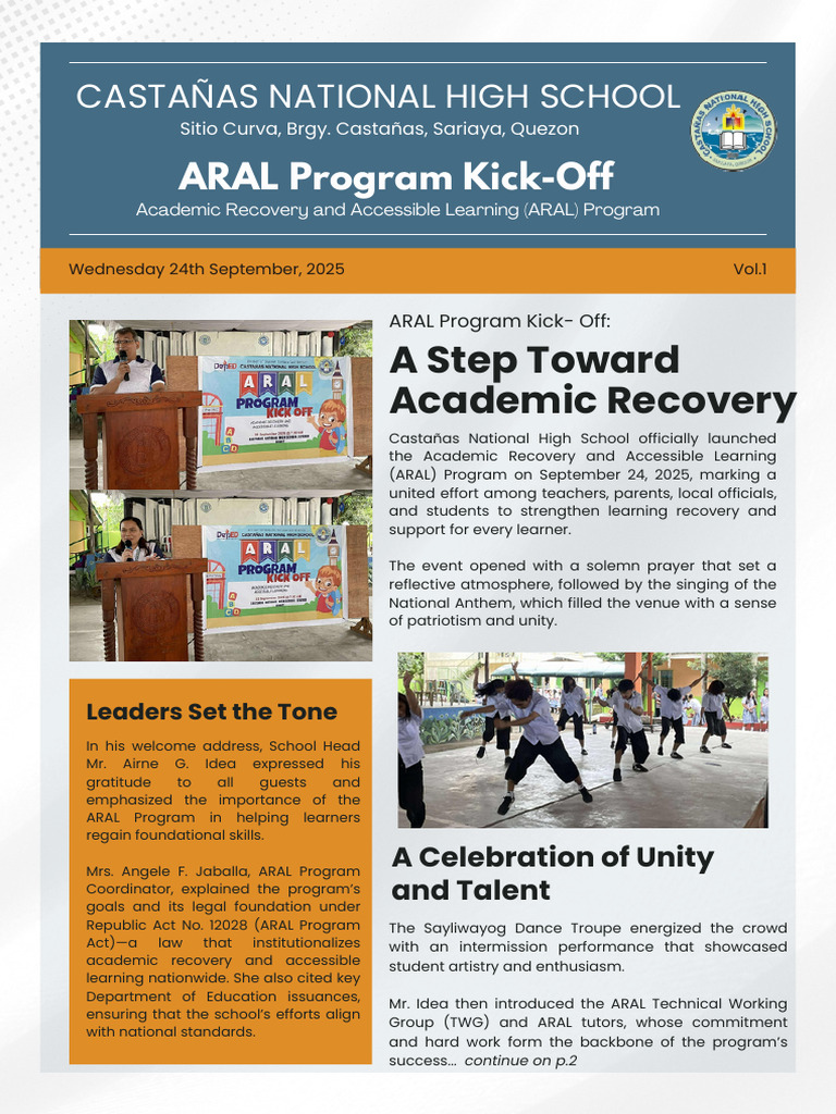 Castanas NHS - ARAL Program - 2025 | PDF
