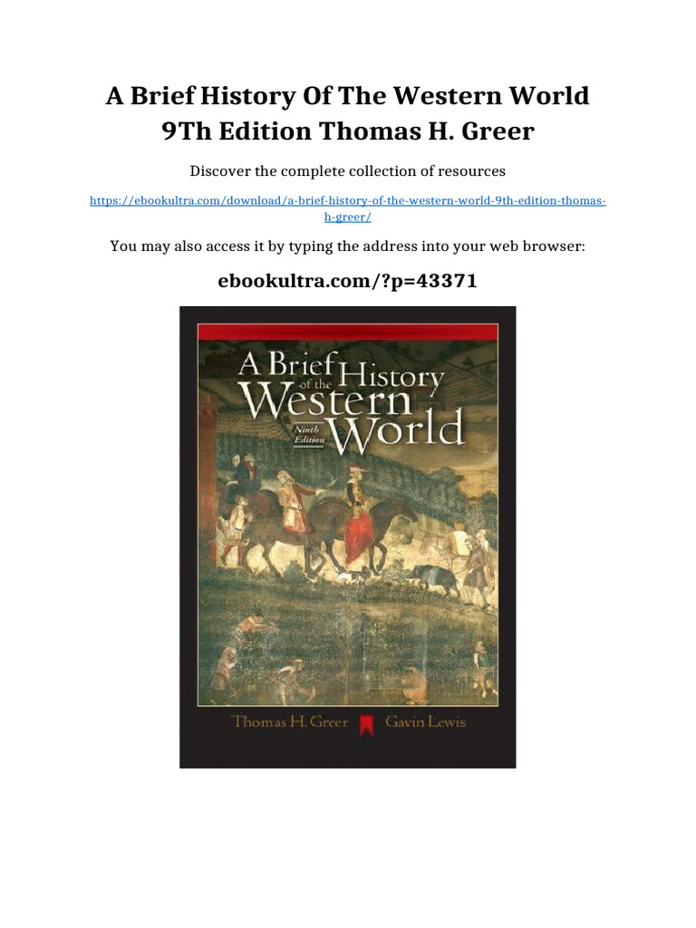 A brief history of the Western world 9th Edition Thomas H. Greer online ...
