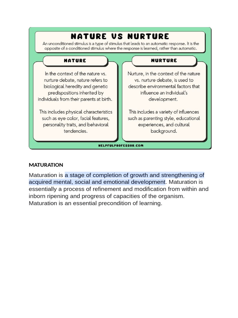 Developmental Nature Vs Nurture | PDF
