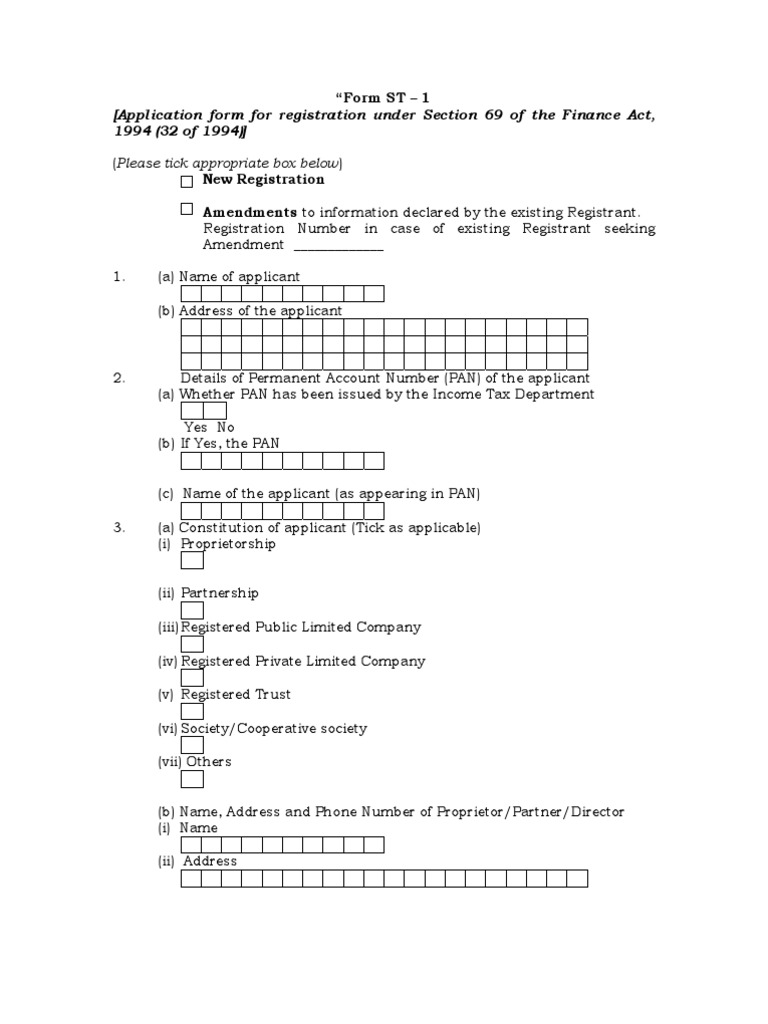 Service Tax Form-1 | PDF | Government Finances | Government