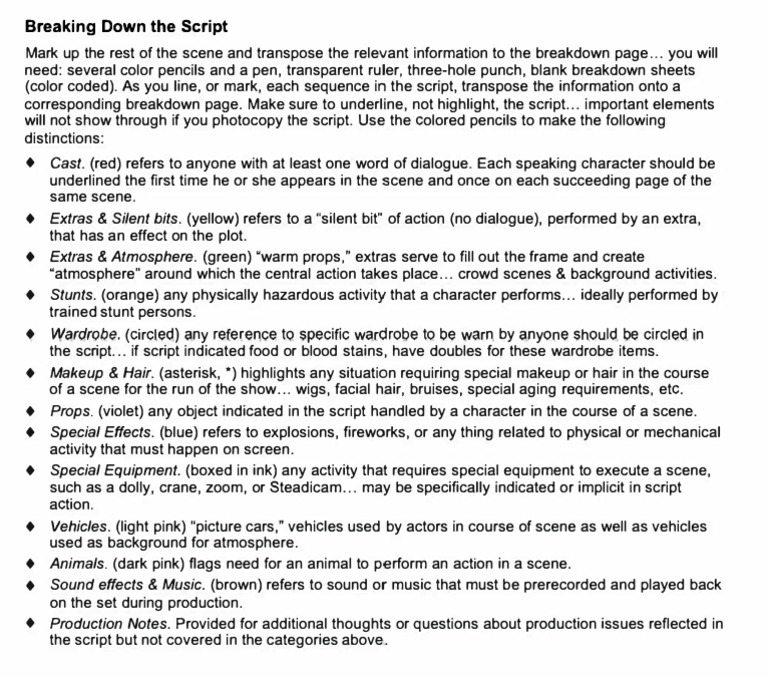 How To Break Down A Script | PDF