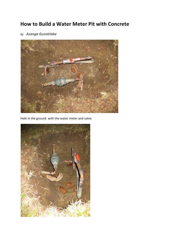 How To Build A Water Meter Pit With Concrete by Asanga Gunatilake | PDF ...