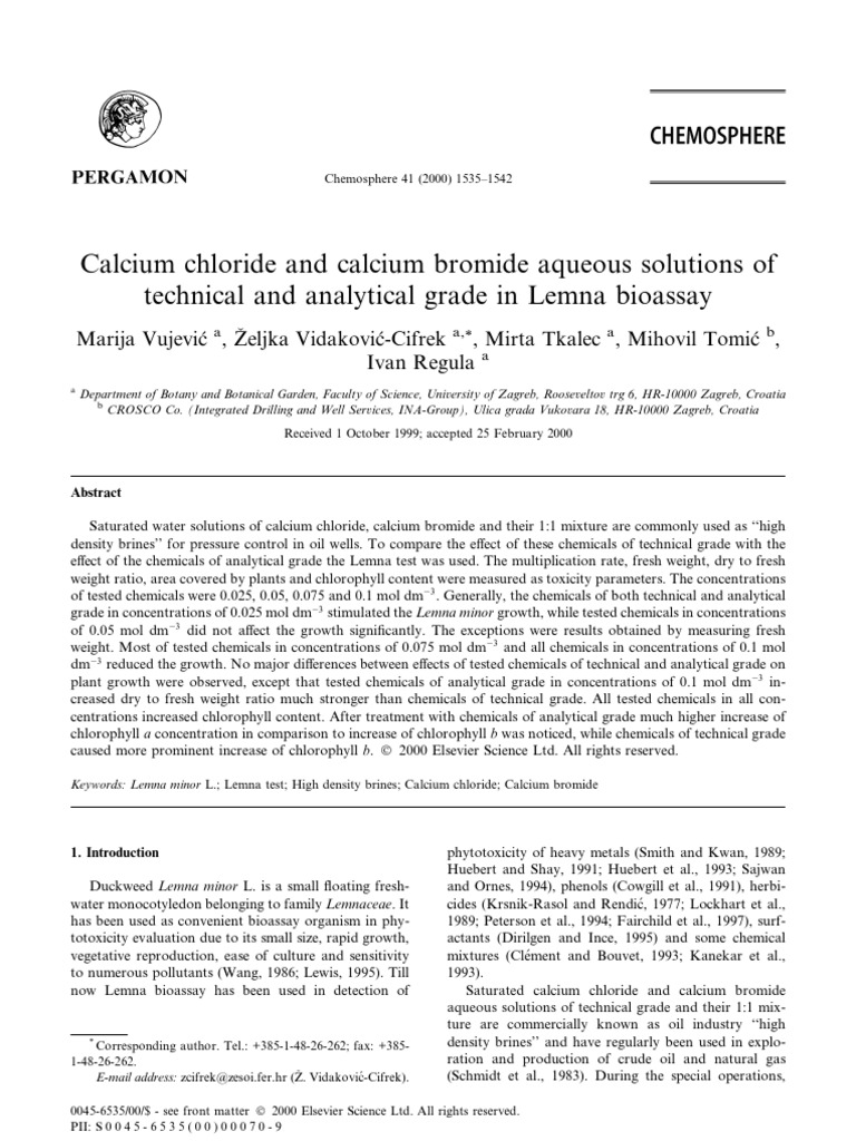 Calcium Chloride and Calcium Bromide Aqueous Solutions of Technical and ...