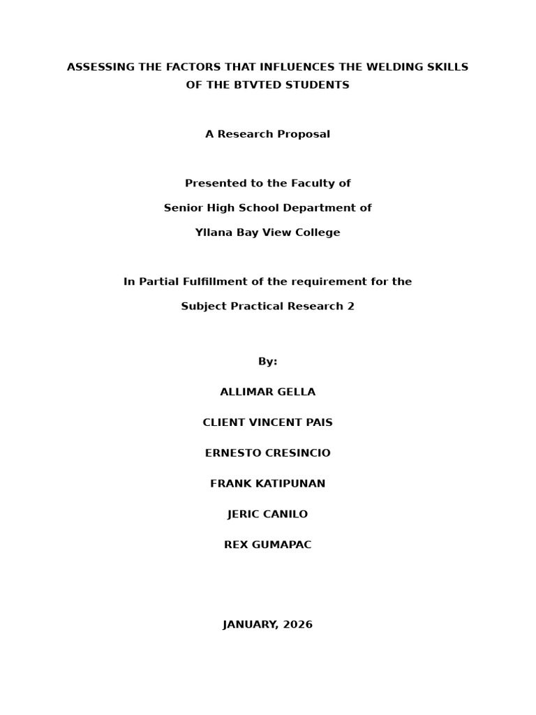 Research Proposal - SMAW A5 | PDF | Welding | Construction