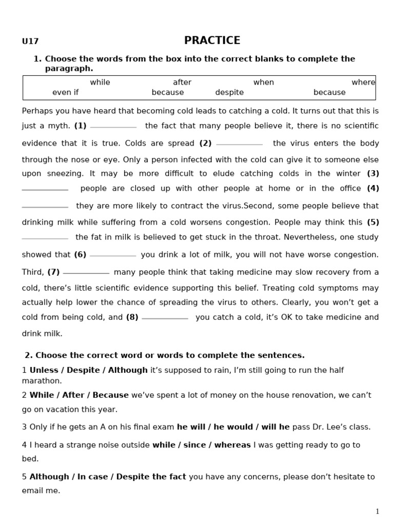PRACTICE-Dependent Clauses Review | PDF | Private School | Common Cold