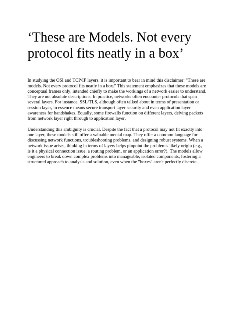 These Are Models. Not Every Protocol Fits Neatly Into A Box | PDF