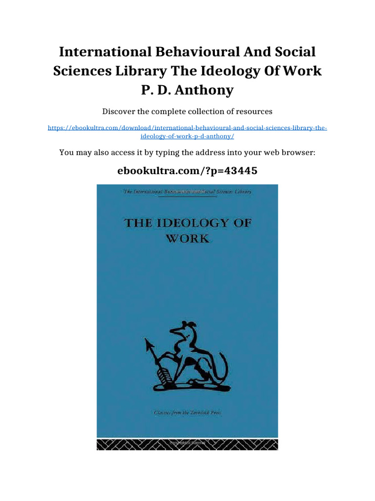 International Behavioural and Social Sciences Library The Ideology of ...