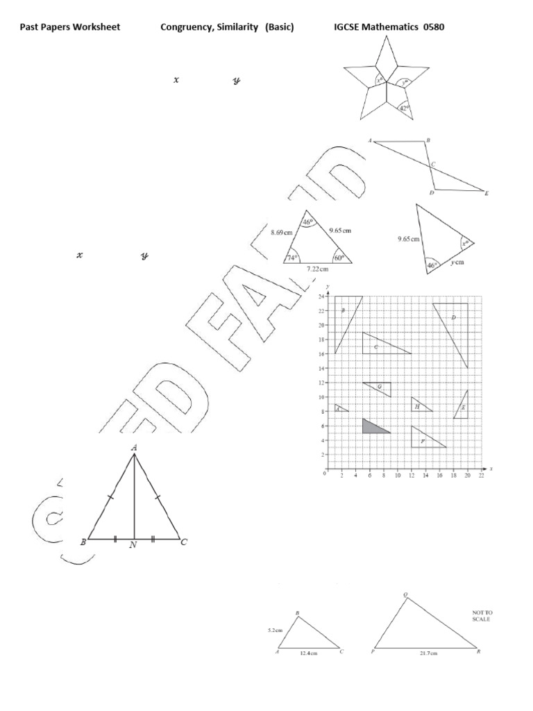 19a Congruency and Similarity (Basic) test | PDF | Area | Triangle