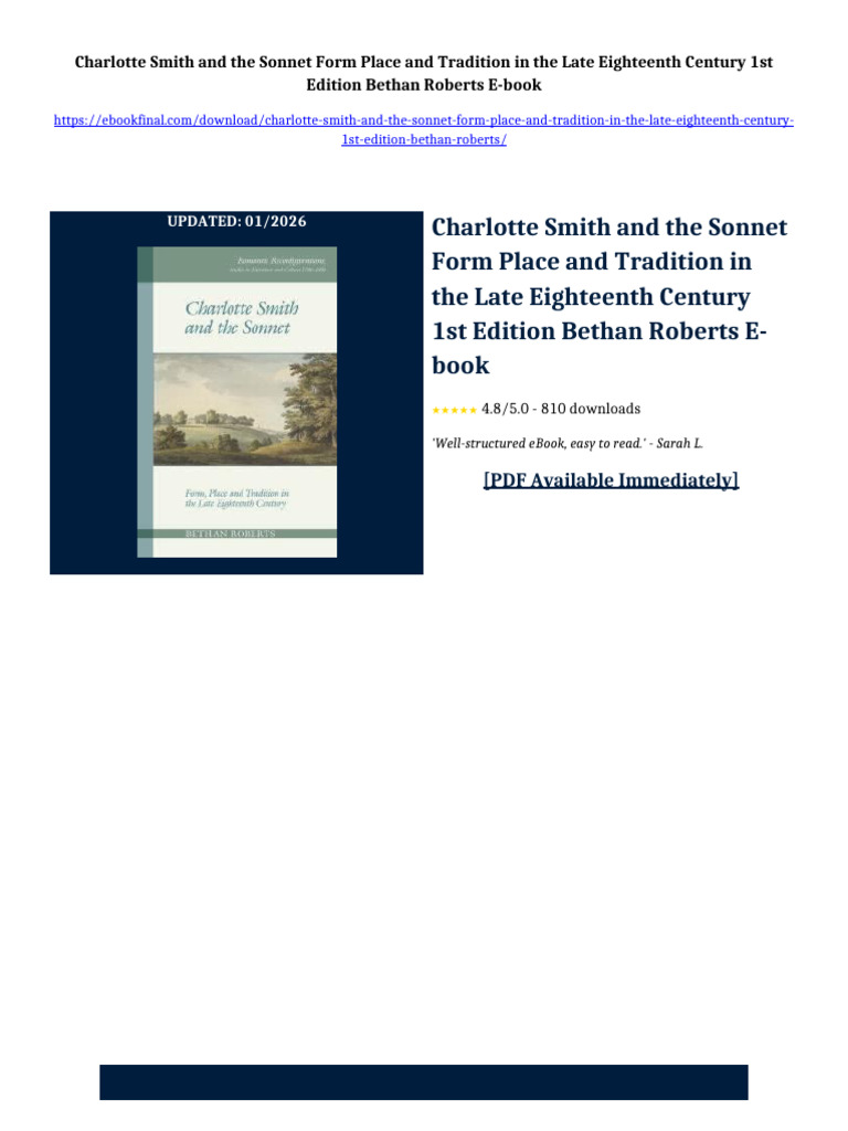 Charlotte Smith and the Sonnet Form Place and Tradition in the Late ...