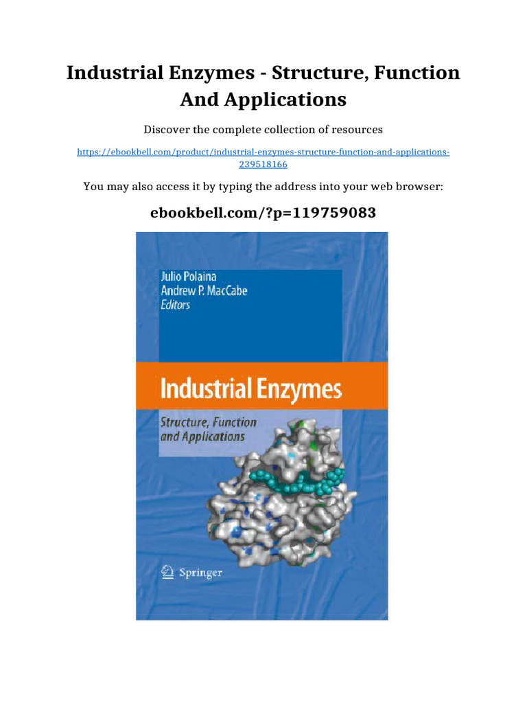 Industrial Enzymes - Structure, Function and Applications Full | PDF ...