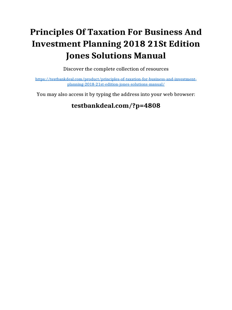 Principles of Taxation for Business and Investment Planning 2018 21st ...
