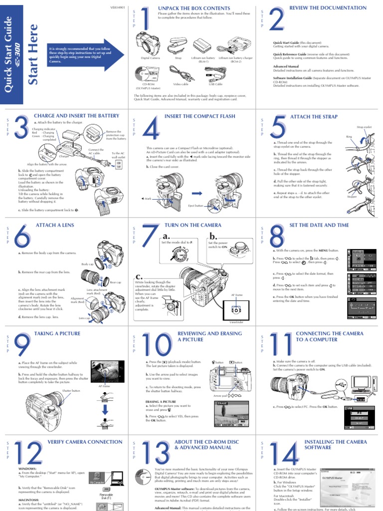 E-300 - Quick Start Guide | PDF | Shutter (Photography) | Autofocus
