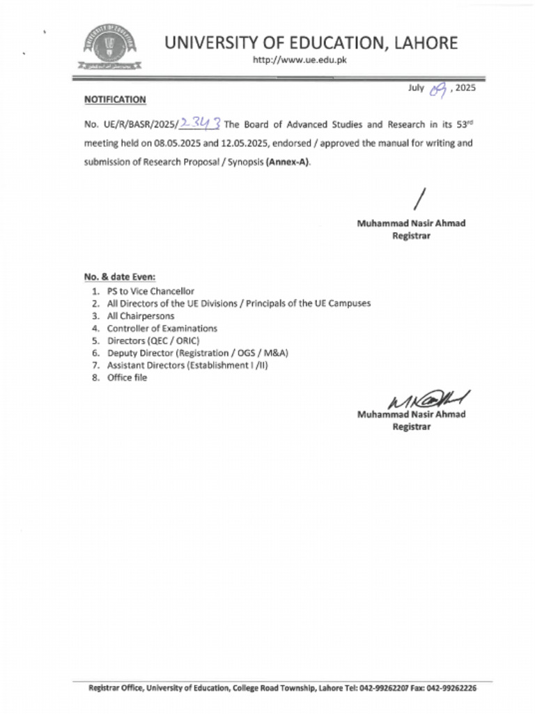 2343 Manual of Research Proposal Notification | PDF