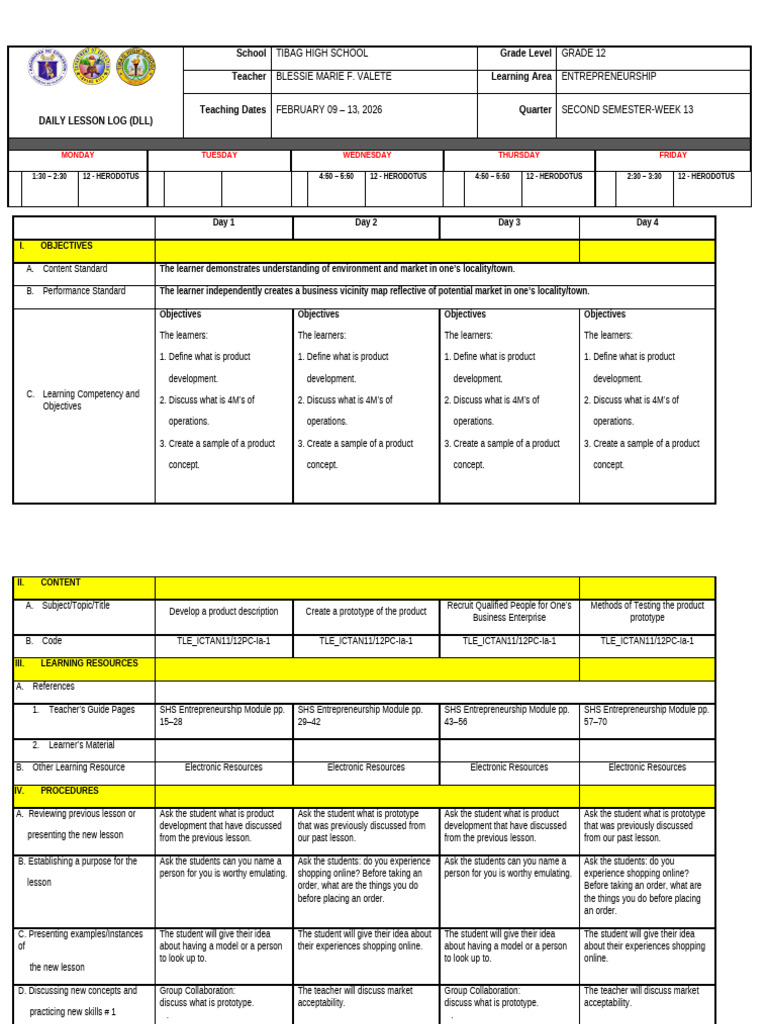 Entrepreneurship Week 13 2025-2026 | PDF | Prototype | Teachers