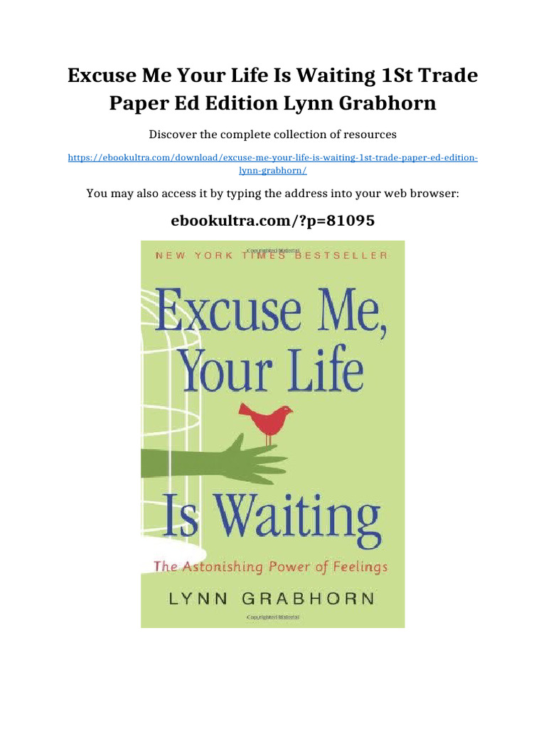 Excuse Me Your Life Is Waiting 1st Trade Paper Ed Edition Lynn Grabhorn ...