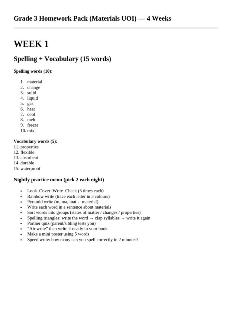 Grade 3 Homework Pack Term 3 | PDF | Subtraction | Multiplication