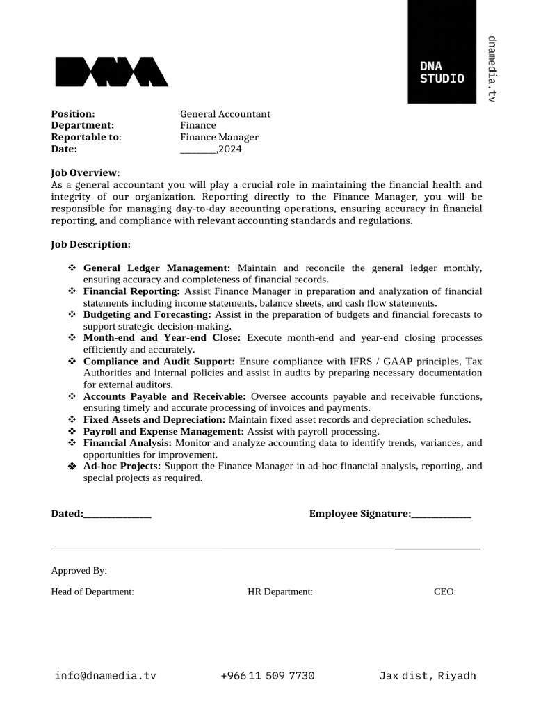 Job Description - General Accountant | PDF