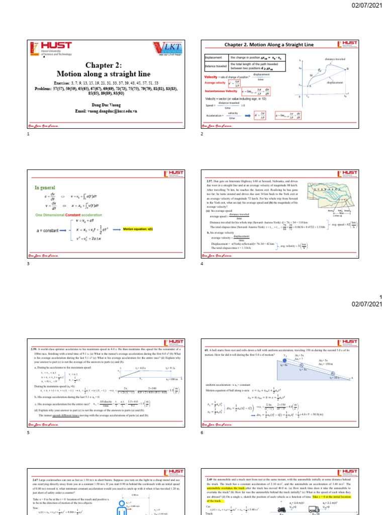 3. Motion in a Straight-line End | PDF | Velocity | Acceleration