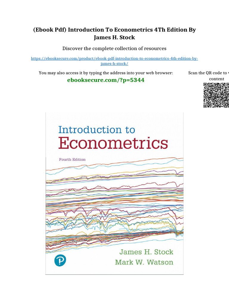 (eBook PDF) Introduction to Econometrics 4th Edition by James H. Stock ...