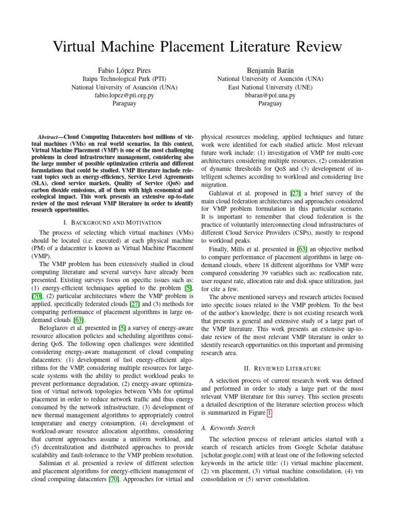 Virtual Machine Placement Literature Review | PDF | Mathematical ...