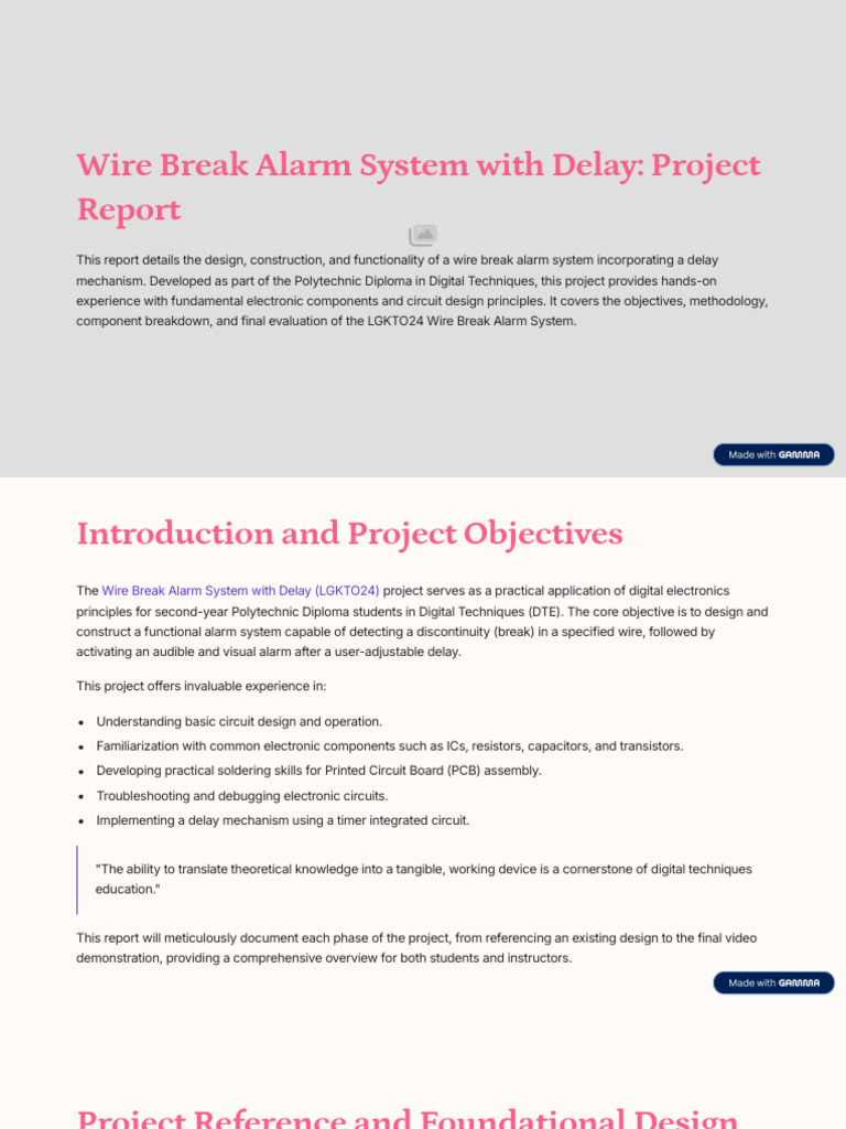 Wire Break Alarm System With Delay Project Report | PDF | Printed ...