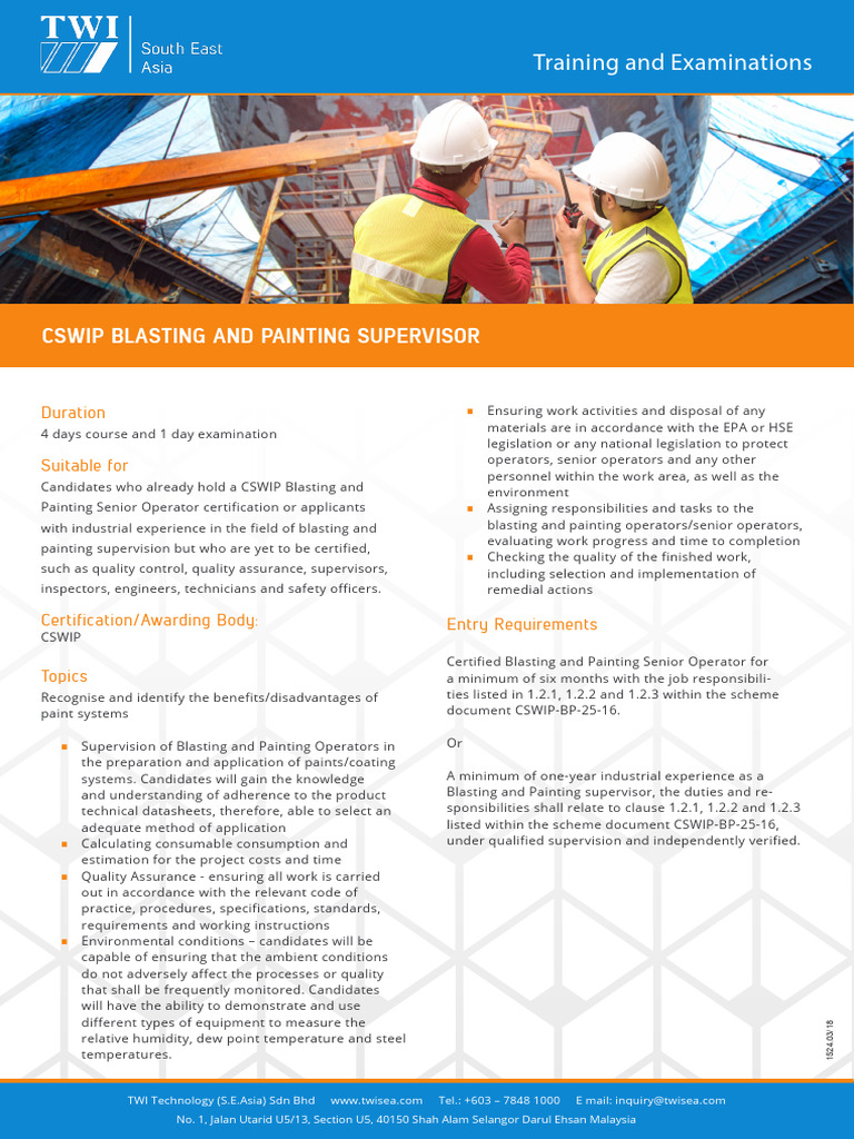 Flyer - ATC52 CSWIP Blasting & Painting Supervisor | PDF