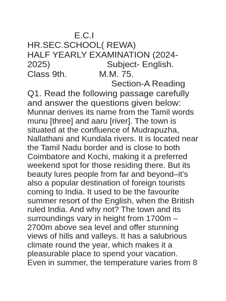 Class 9th Half Yearly 1 | PDF