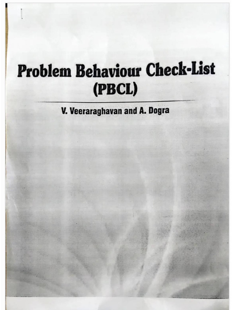 Problem Behaviour Checklist Manual | PDF