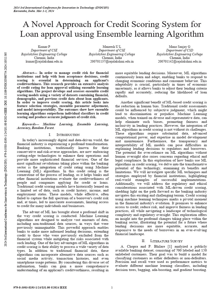 A Novel Approach for Credit Scoring System for Loan Approval Using ...