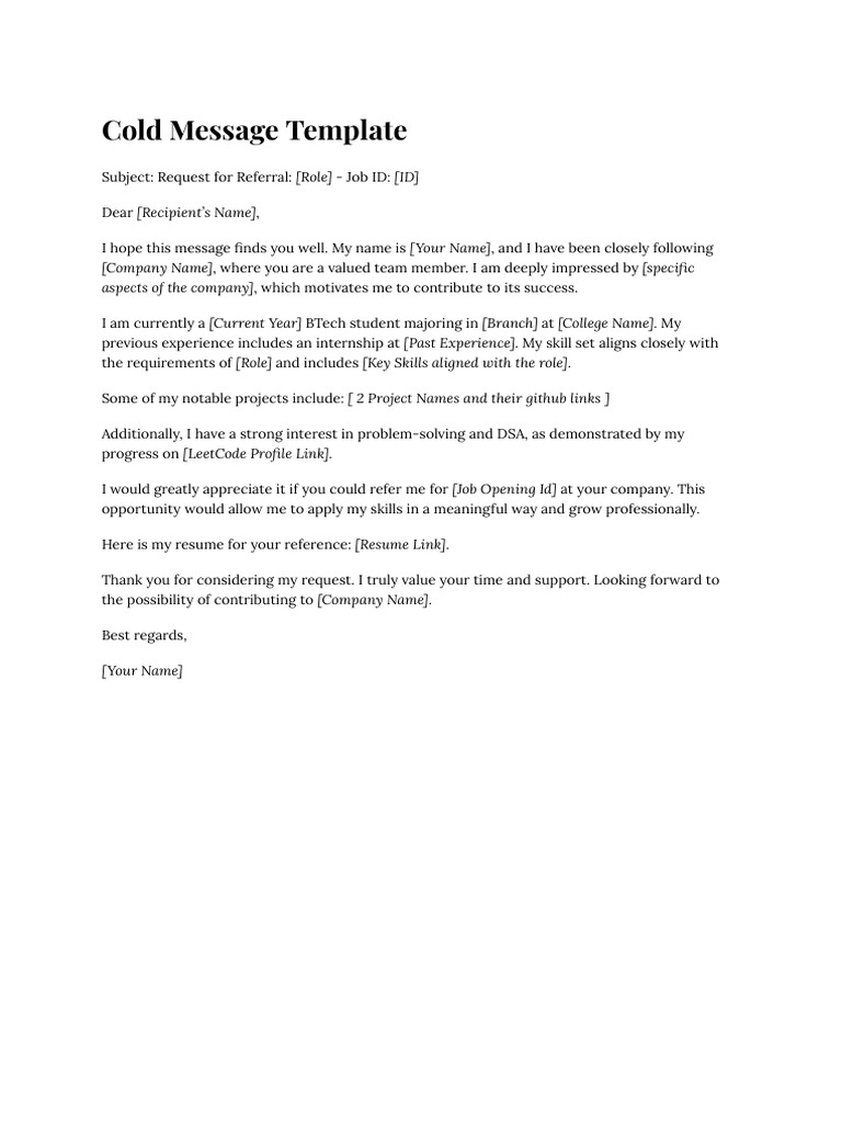 Cold Message Template | PDF