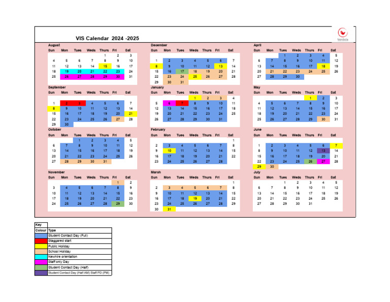 VIS Calendar 2024_2025 | PDF