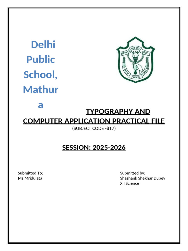 Typography and Computer Application Practical File | PDF