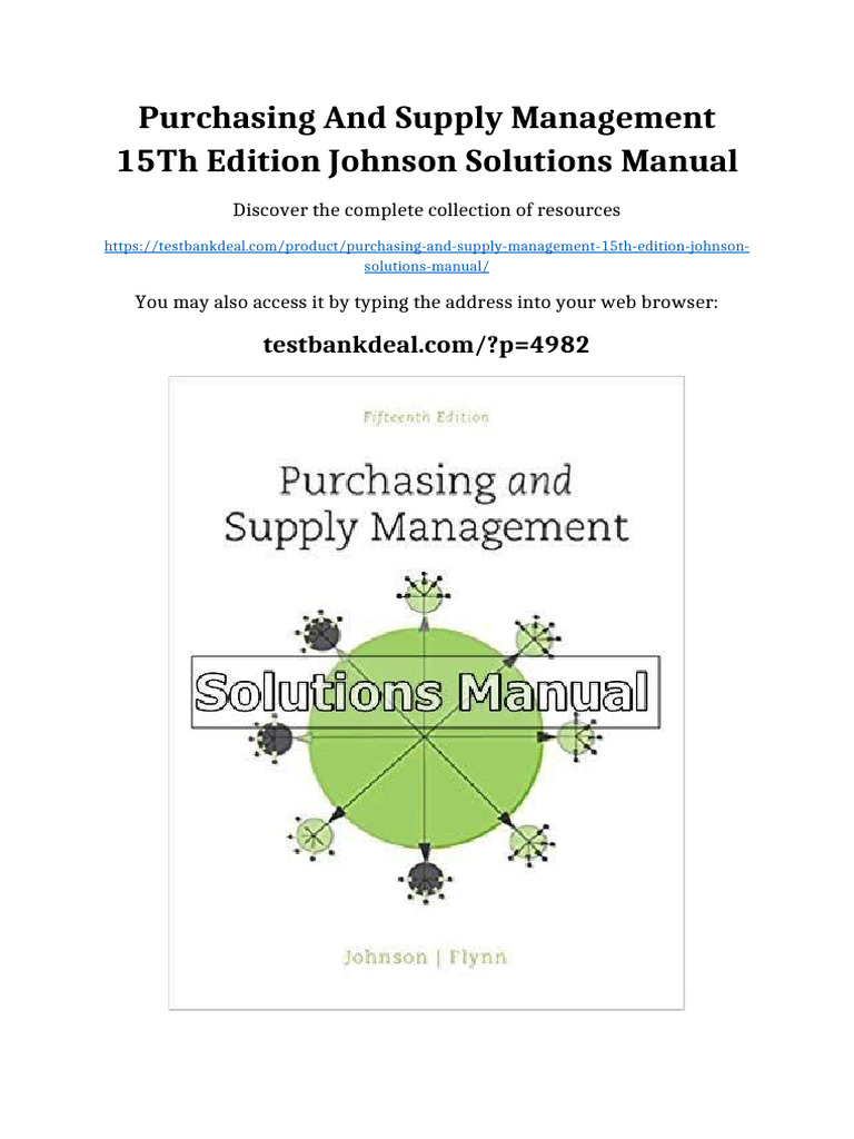 Purchasing and Supply Management 15th Edition Johnson Solutions Manual ...
