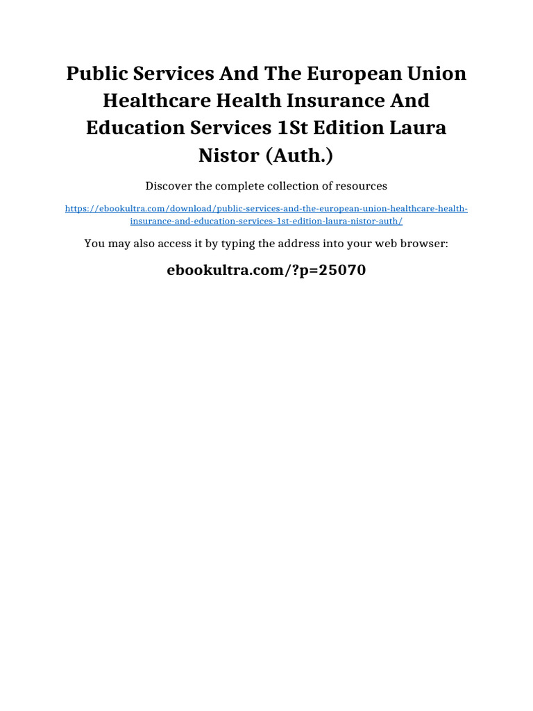 Public Services and The European Union Healthcare Health Insurance and ...