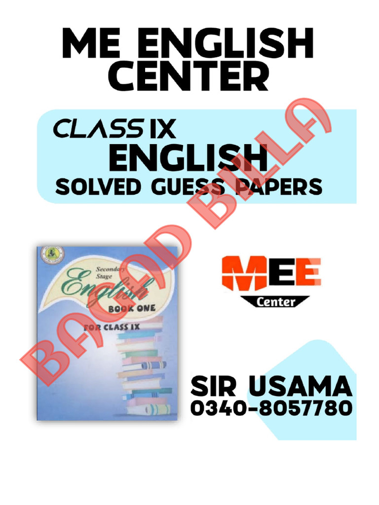 Class 9 English Guess Paper 2026 | PDF | Malaria | Muhammad Ali Jinnah
