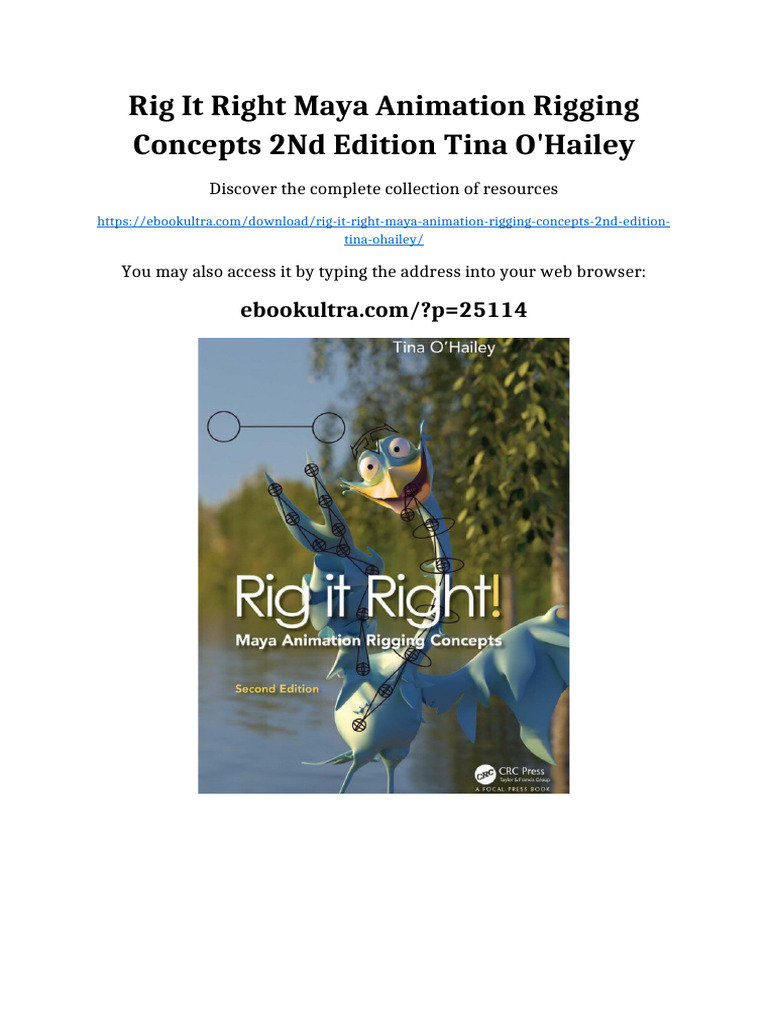 Rig it Right Maya Animation Rigging Concepts 2nd Edition Tina O'Hailey ...