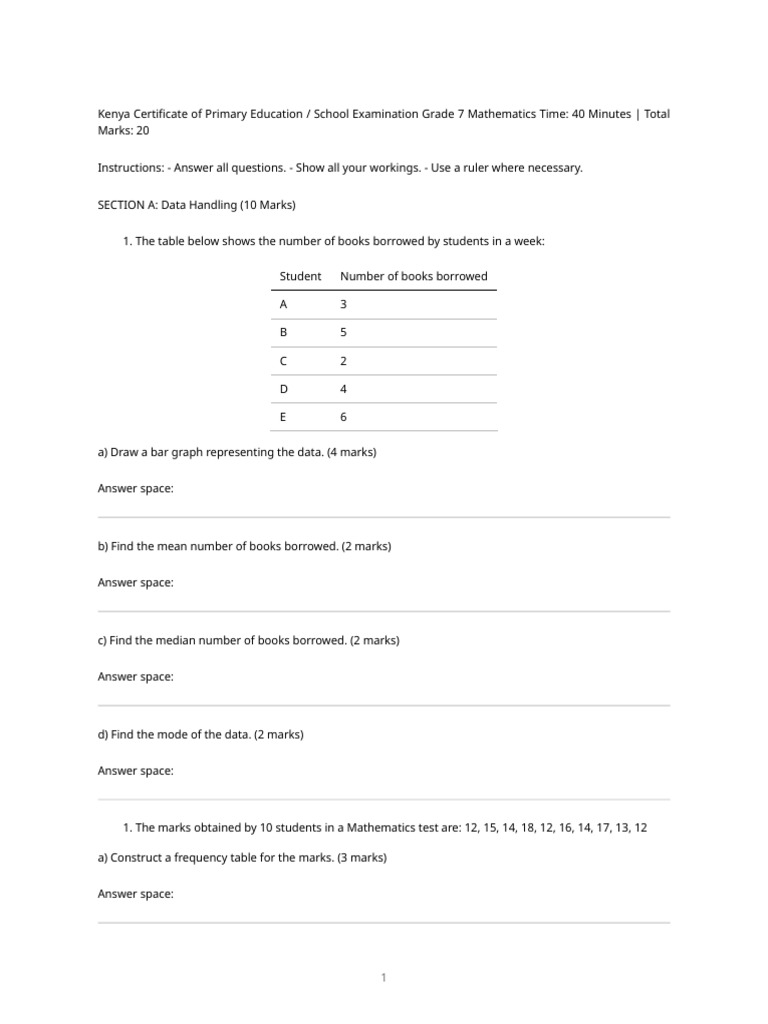 Grade7 Math Quiz | PDF