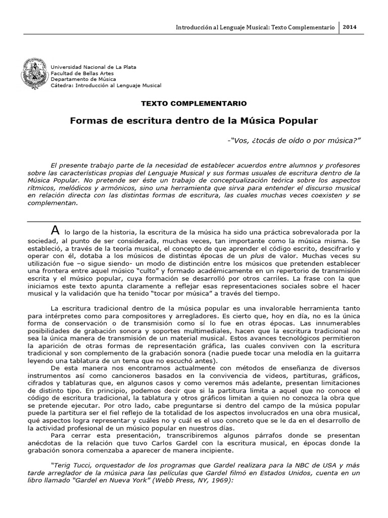Texto Complementario de Escritura Musical 2015 | PDF | Clave | Acorde ...