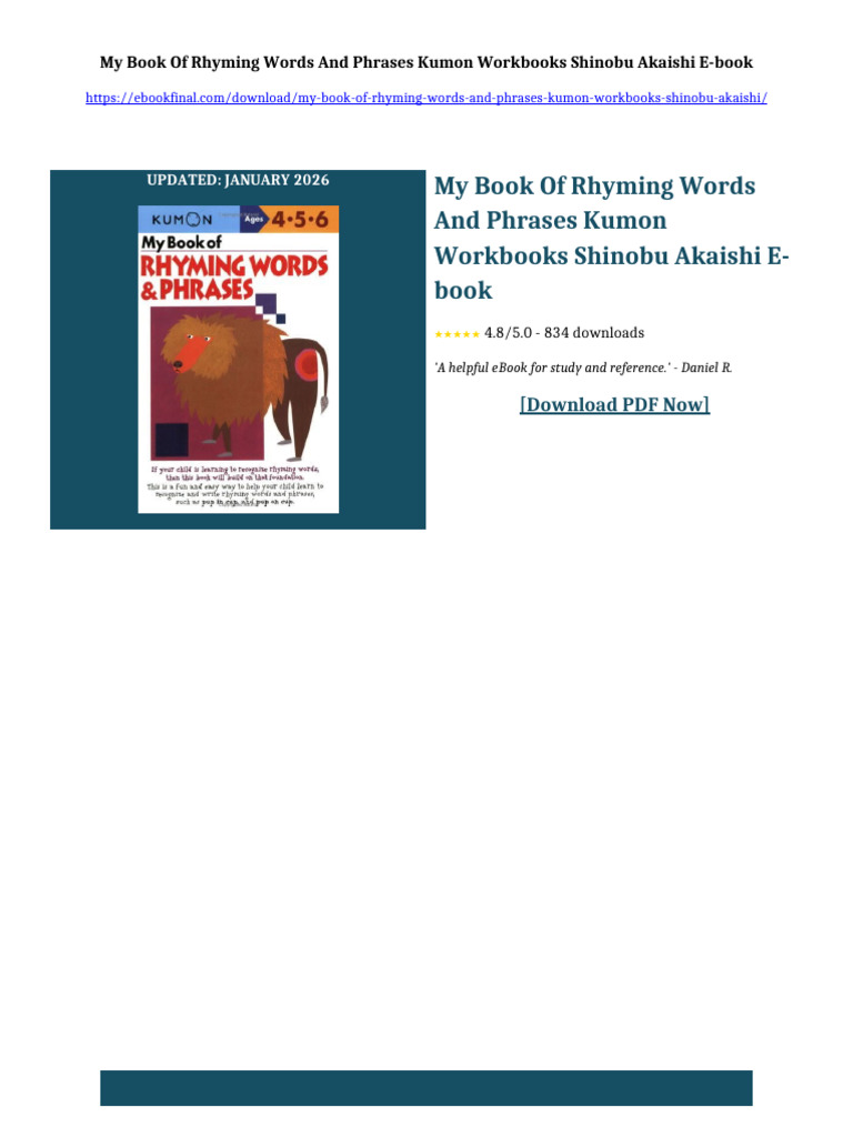My Book of Rhyming Words and Phrases Kumon Workbooks Shinobu Akaishi ...