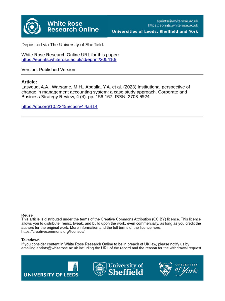 Institutional Perspective of Change in Management Accounting System A ...