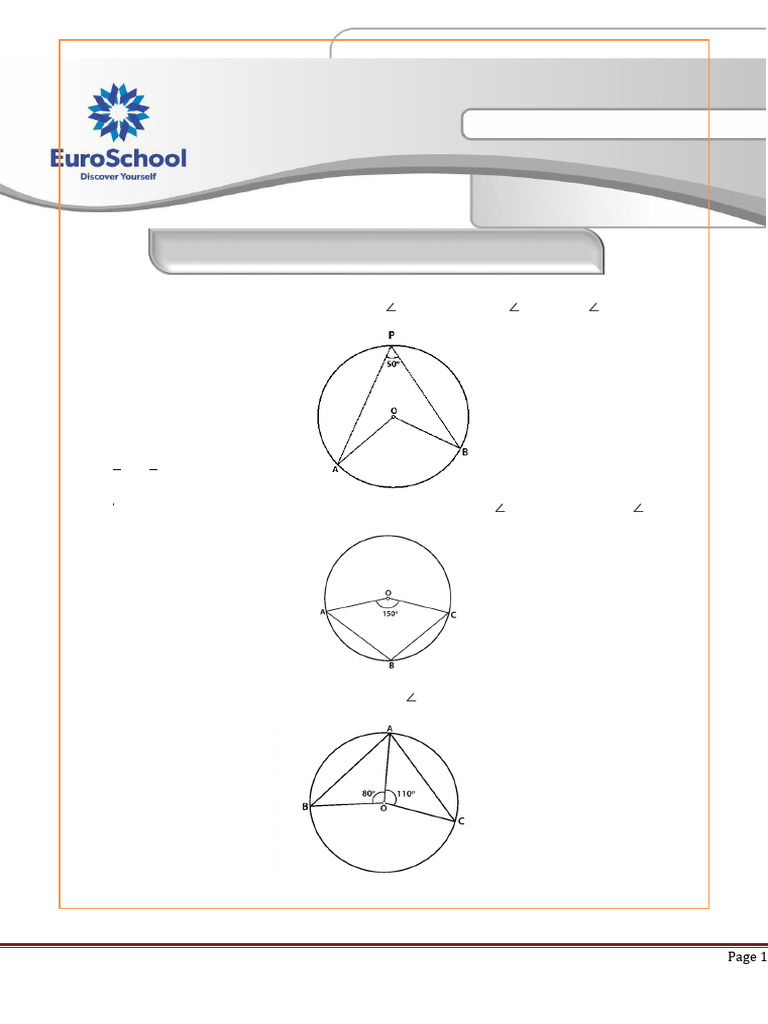 ICSE 9 Math Arc Properties of Circle Worksheet QP 2021-22 | PDF