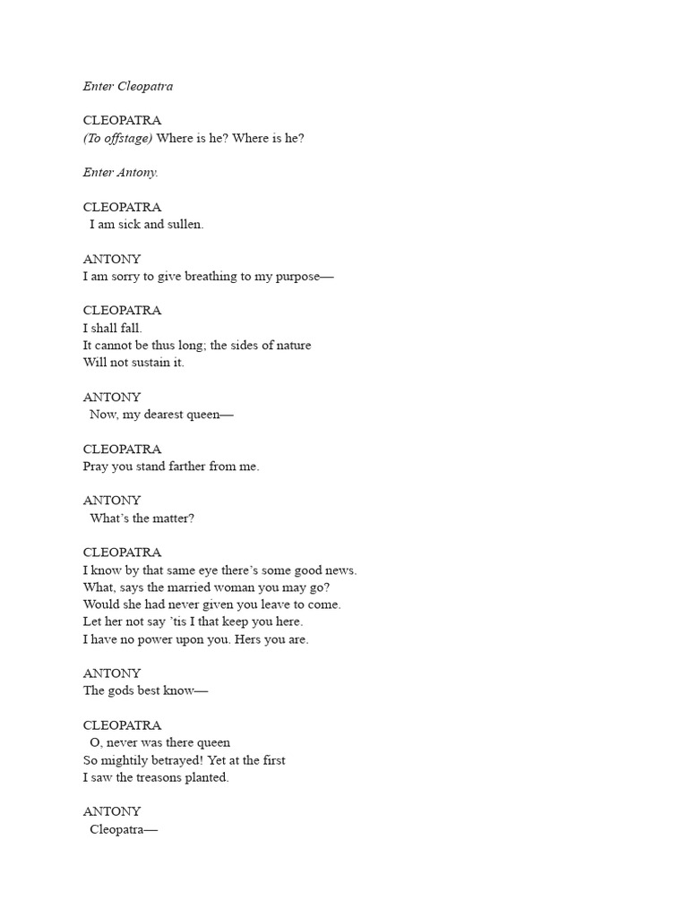 Antony & Cleopatra, Act 1, Scene 3 | PDF | Mark Antony | Cleopatra