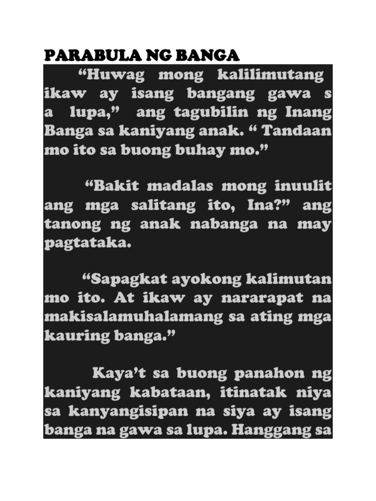 Parabula NG Banga | PDF