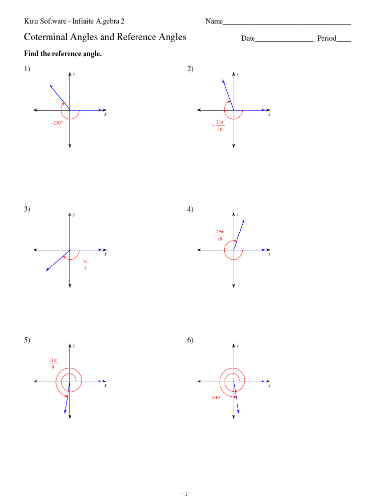 Coterminal Angles and Reference Angles | PDF | Geometry | Euclidean ...
