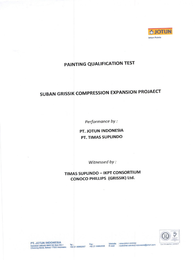 Painting Qualification Test (SUBAN Project) | PDF