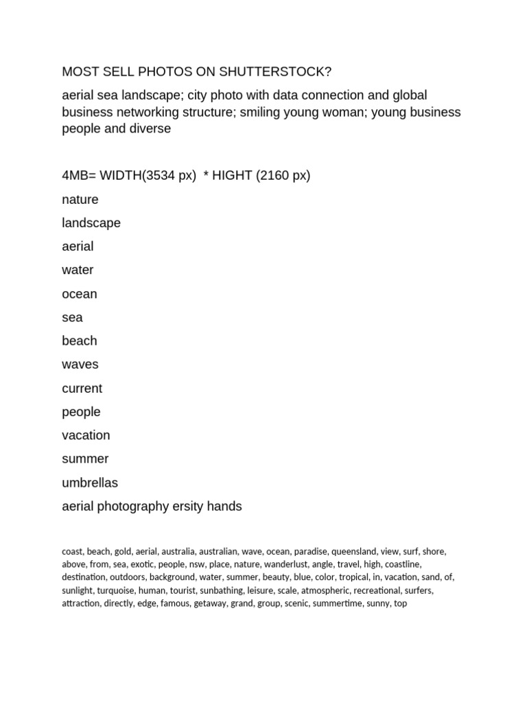 Most Sell Photos On Shutterstock | PDF