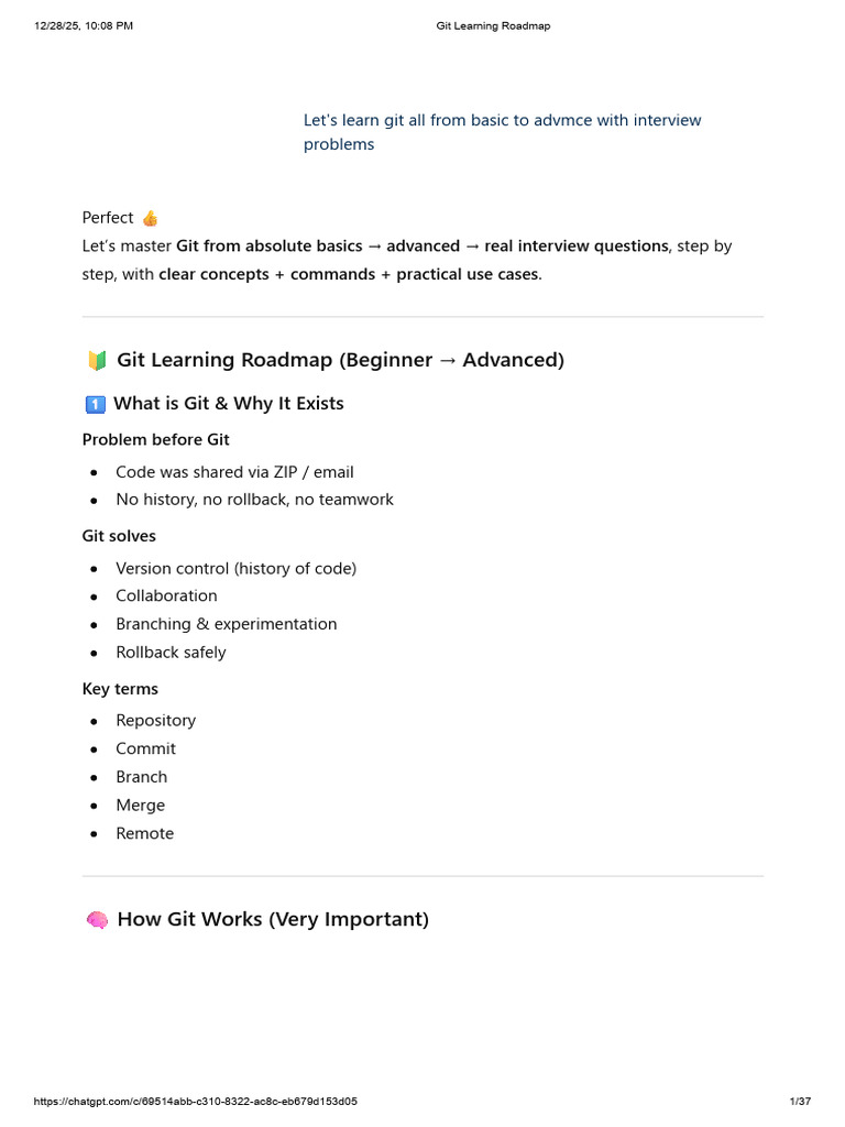 Git Learning Roadmap | PDF | Version Control | Software Engineering