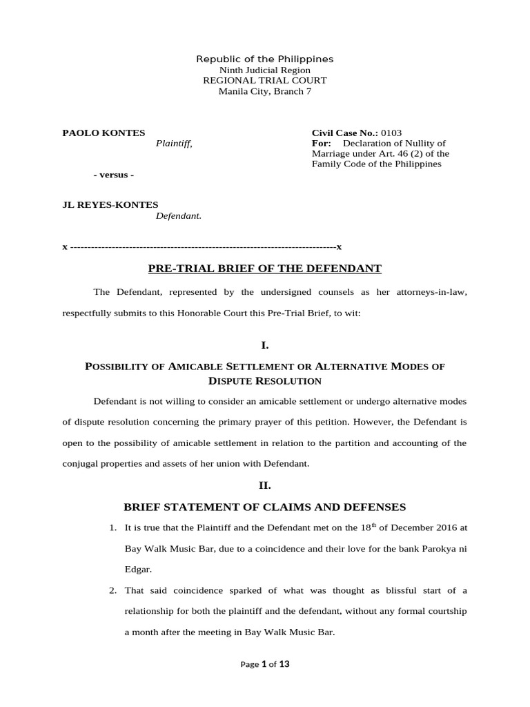 Pretrial Brief Annulment.defendant | PDF