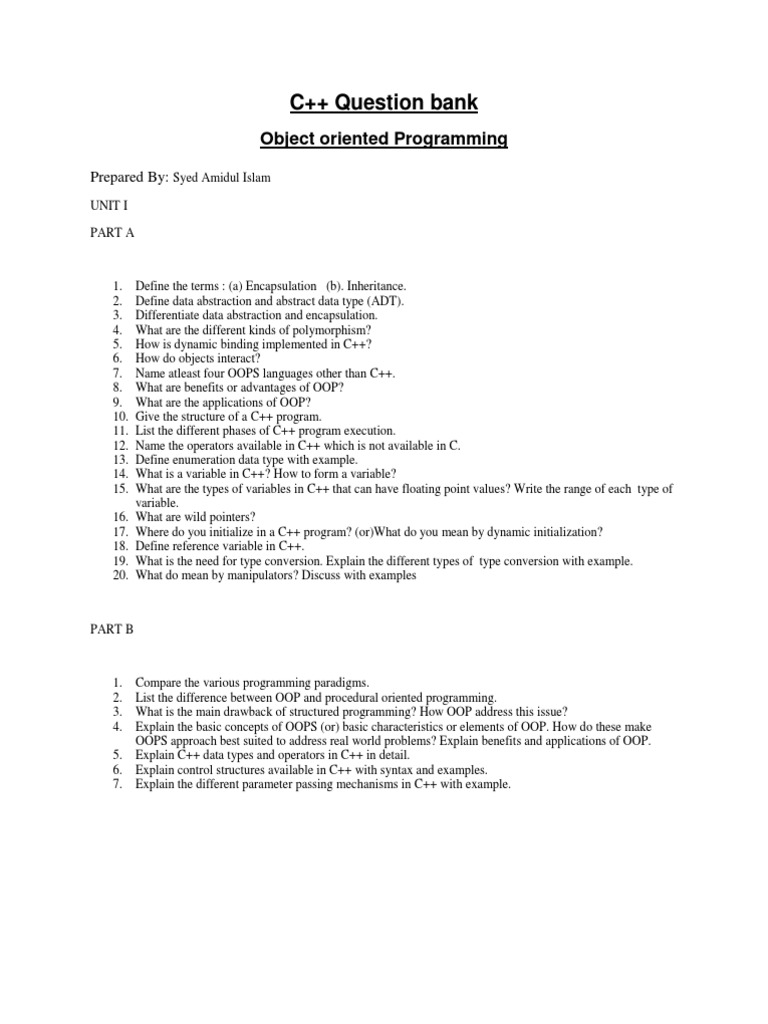 C++ Question Bank (Internet) | PDF | C++ | Inheritance (Object Oriented ...
