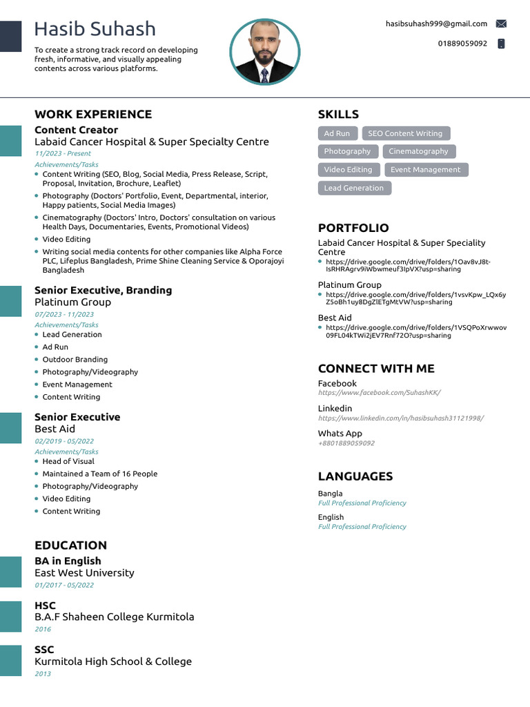 Hasib's Resume | PDF | Mass Media